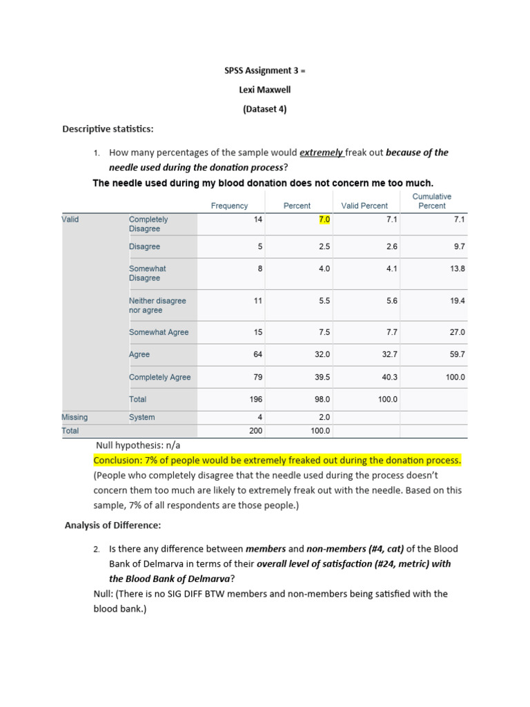 Spss Assignment 3 | Download Free PDF | Null Hypothesis | Statistics