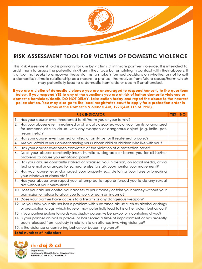 Oct2018-BS-Femicide-RiskAssessmentTool | PDF | Domestic Violence | Violence