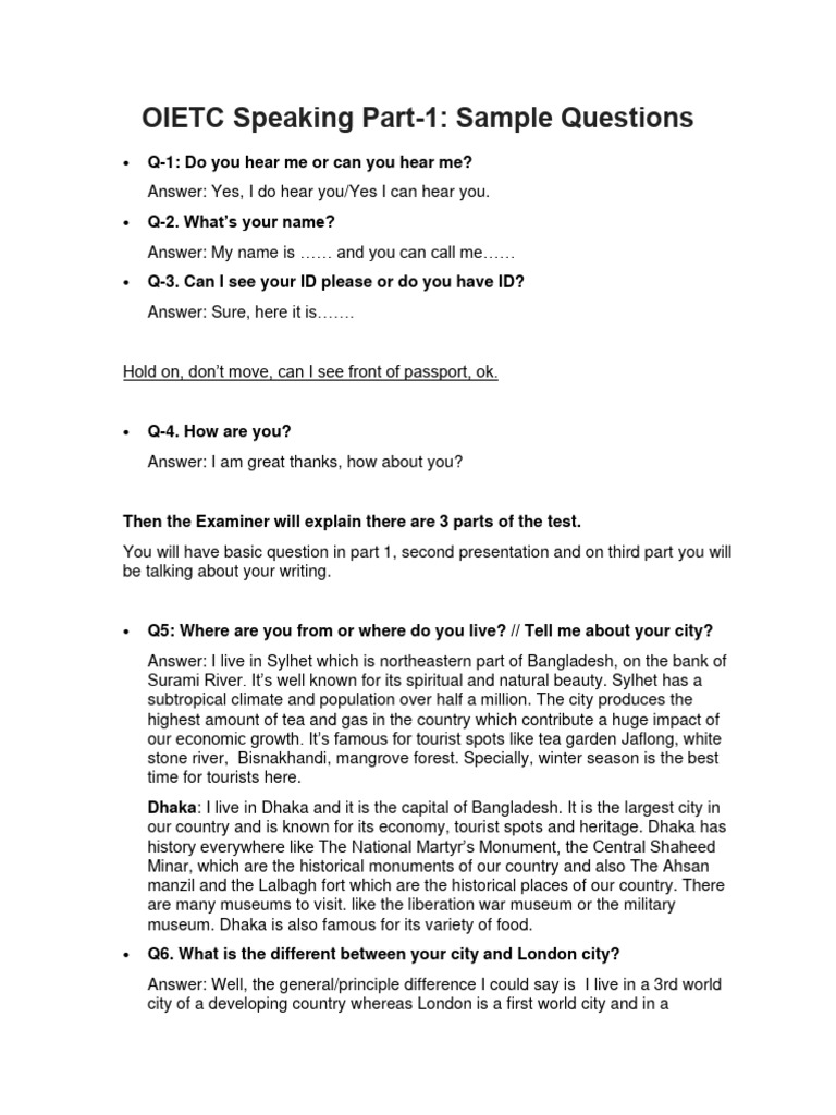 OIETC Speaking Part 1 | PDF | University