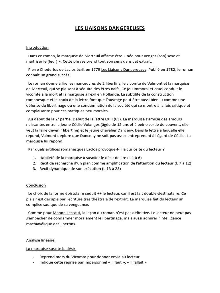 Texte 8 Les Liaisons Dangereuses | PDF | Romans | Romans français