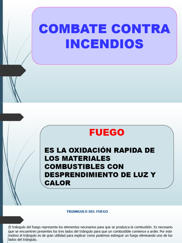 Presentación COMBATE CONTRA INCENDIOS - 081847 | PDF | Combustión ...