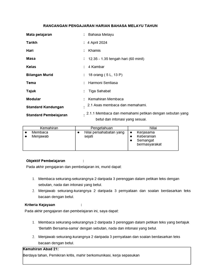 RPH Khamis - 4.4.2024 | PDF