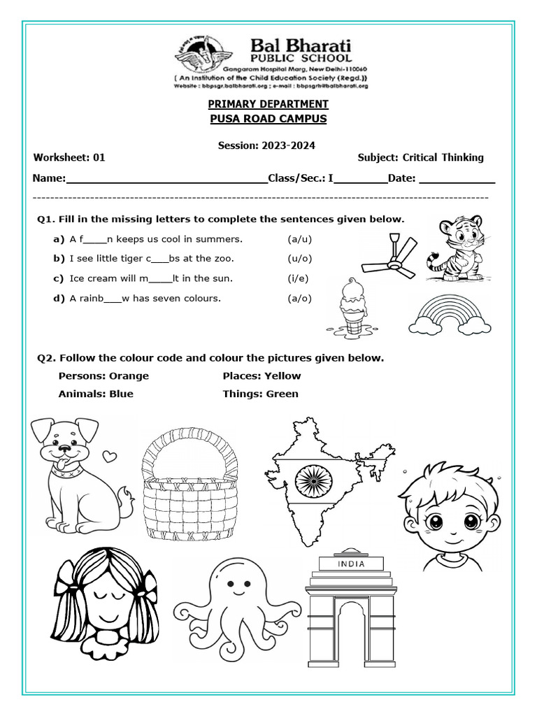 Critical Thinking Worksheet 2023-2024 | PDF