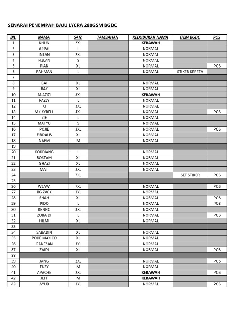 Lycra 280gsm BGDC - Admin BGDC | PDF