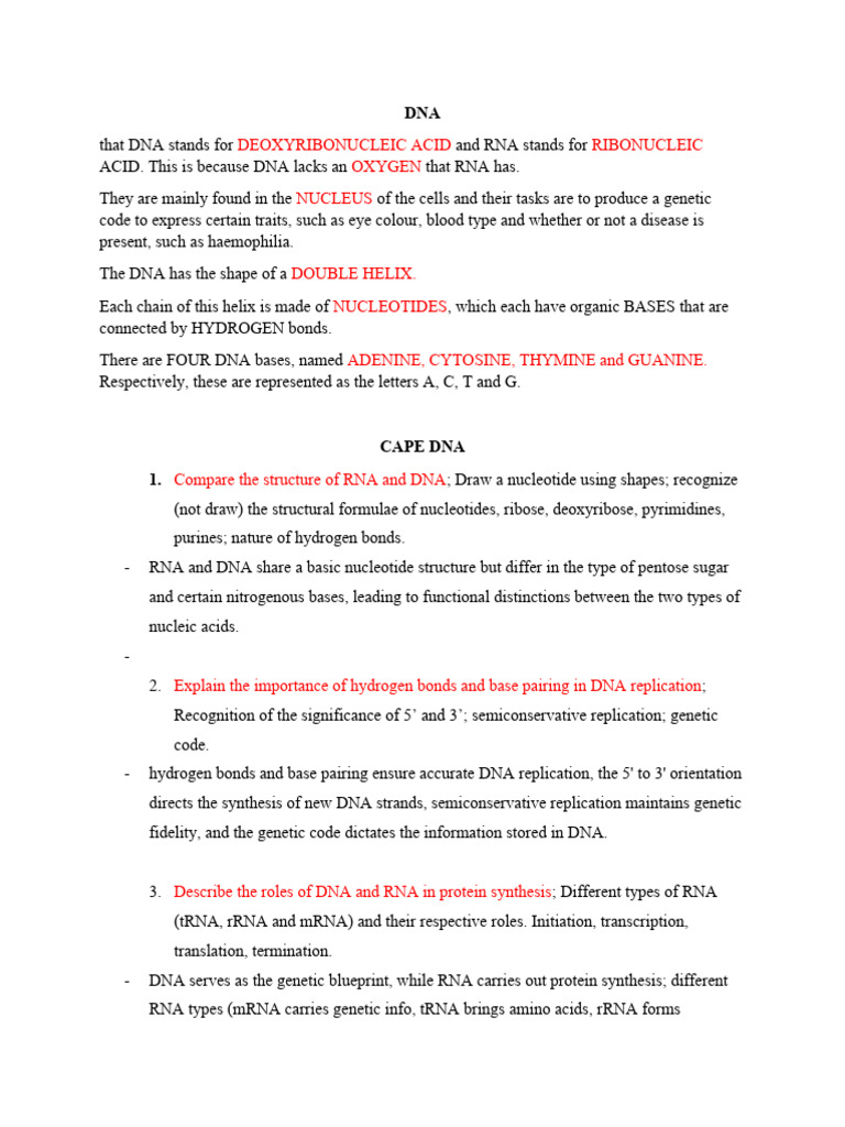 Dna-Structure and Roles of Nucleic Acid | PDF | Dna | Mitosis