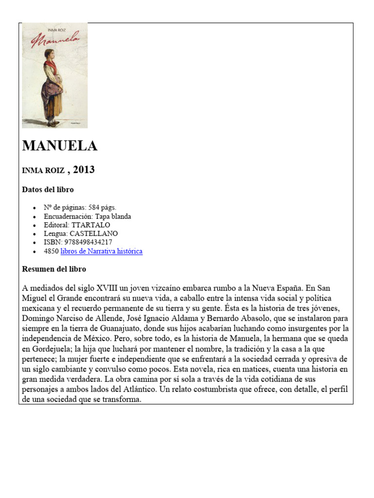Manuela: Historia de una mujer fuerte | PDF