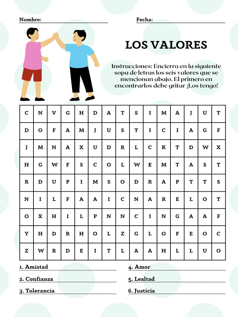 Hoja De Trabajo De Valores En Formato Pdf Hojas De Trabajo De