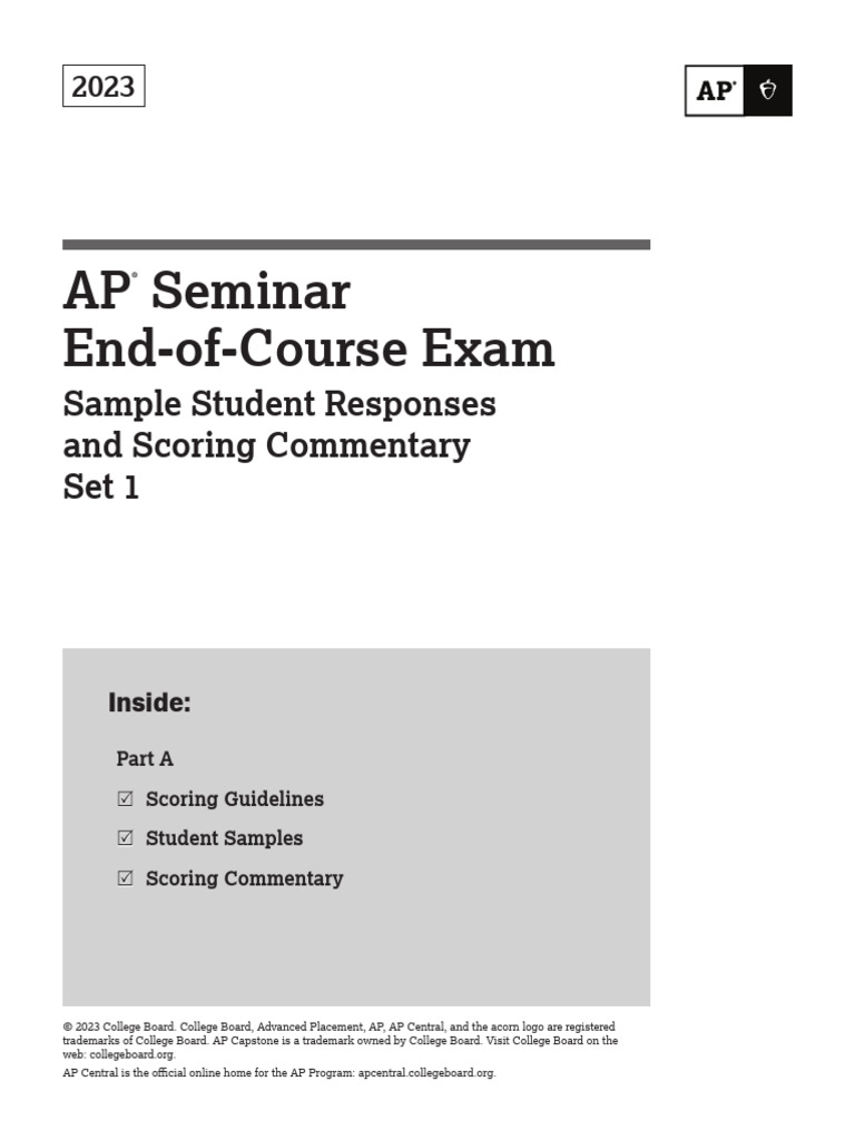 Ap23 Apc Seminar Eoc A Set 1 | PDF | Kindergarten | Argument