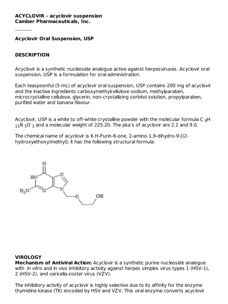Acyclovir PI | PDF | Virus | Dose (Biochemistry)