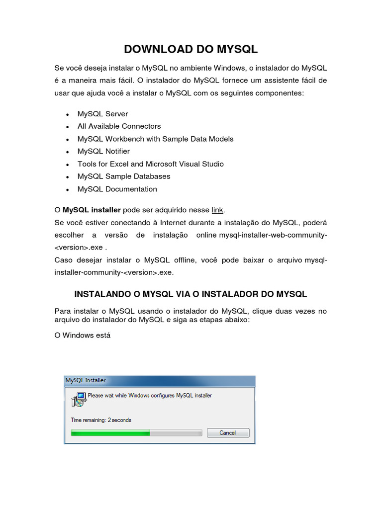 Tutorial de Instalação Do Mysql Workbench | PDF | Servidor (informática ...
