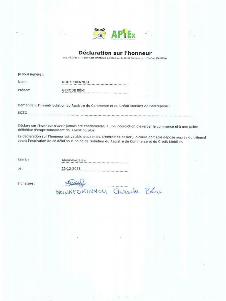 Décla Signée 1 | PDF