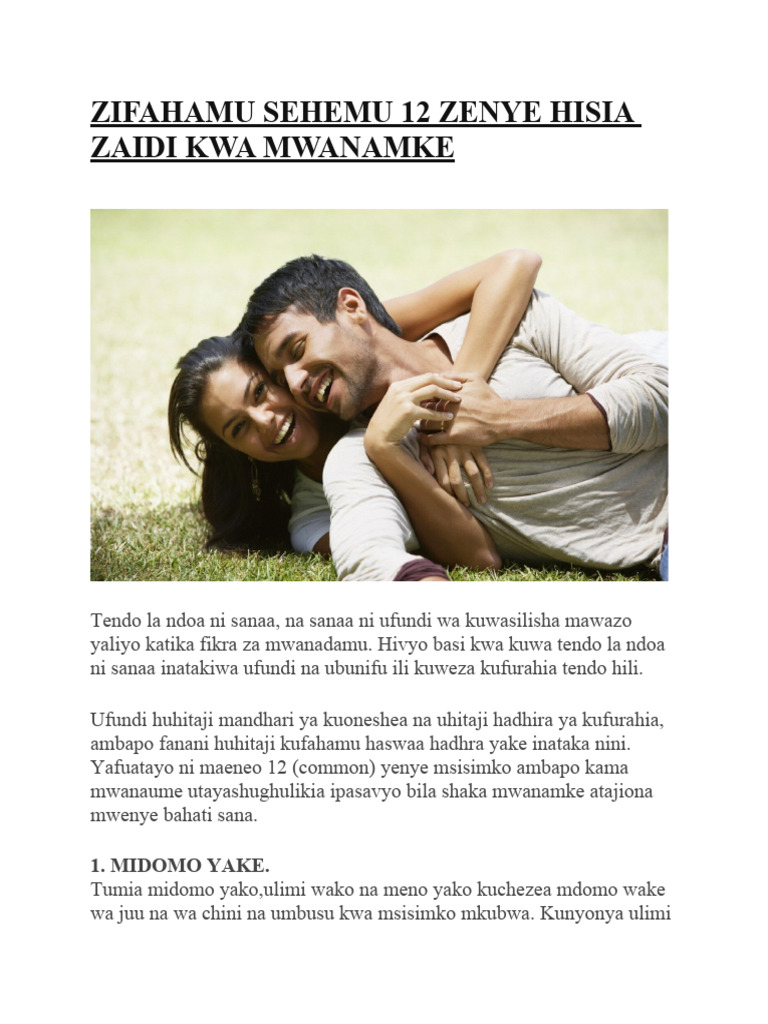 Zifahamu Sehemu 12 Zenye Hisia Zaidi Kwa Mwanamke | PDF