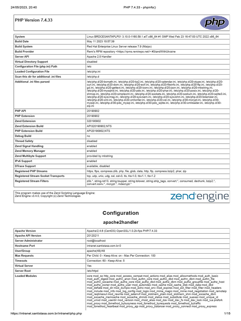 PHP 7.4.33 - phpinfo() | PDF | Transport Layer Security | Php