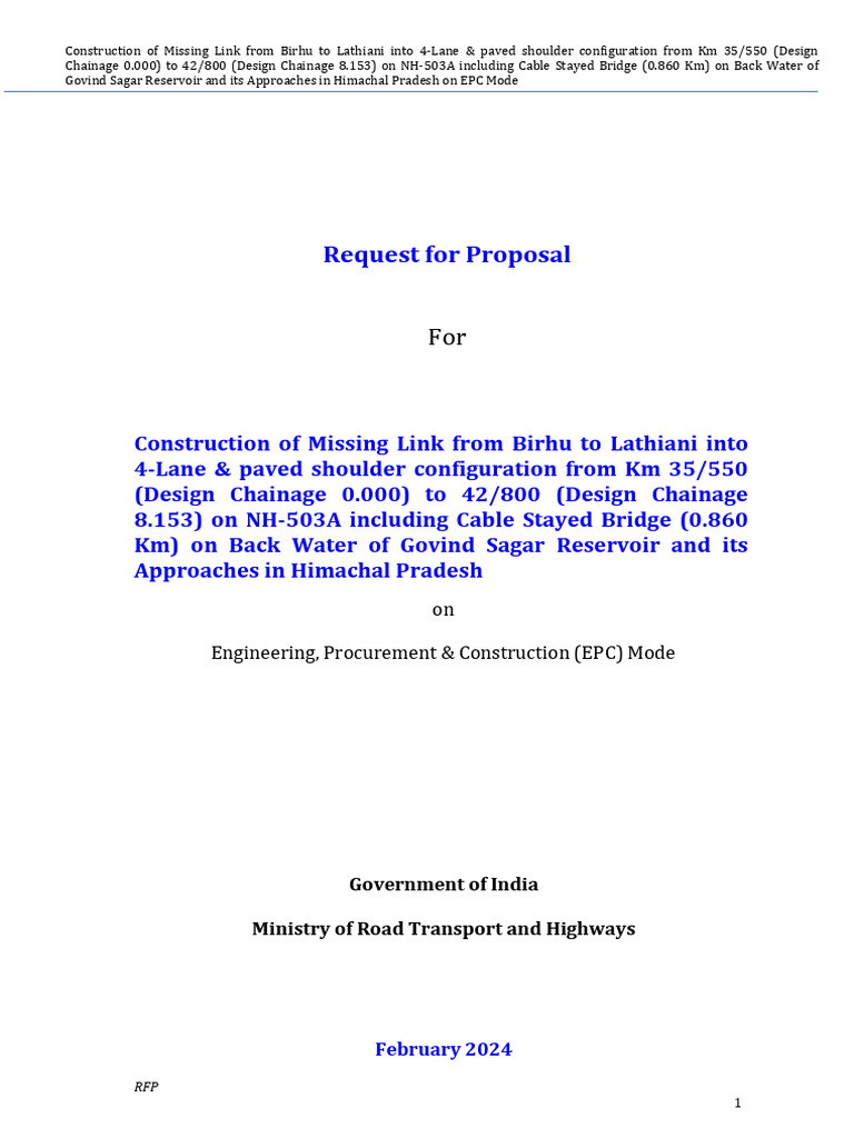 Request For Proposal: On Engineering, Procurement & Construction (EPC) Mode | PDF | Request For ...