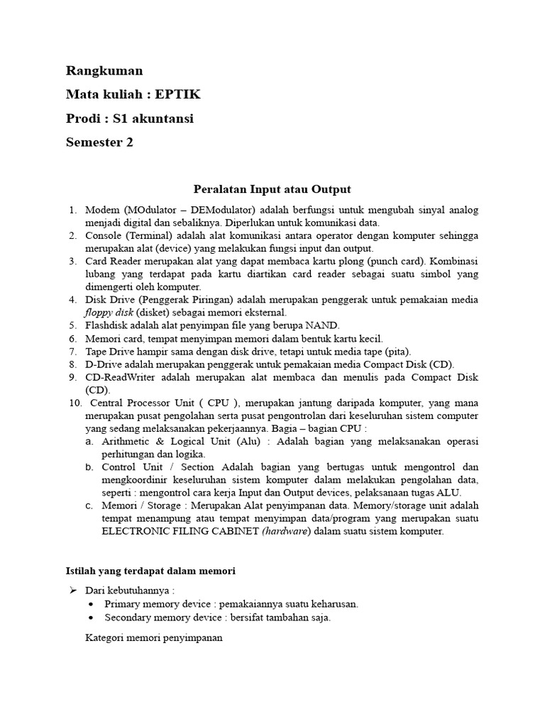 Peralatan Input dan Output Komputer | PDF | Komputer