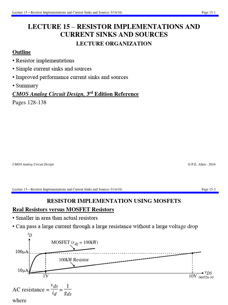 lecture15-RESISTOR IMPLEMENTATIONS AND CURRENT SINKS AND SOURCES | PDF ...