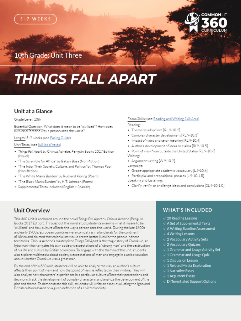 Things Fall Apart Unit Overview | PDF | Essays | Narration