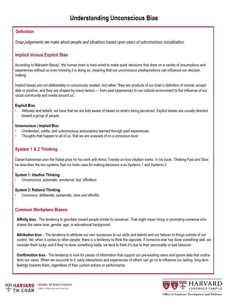 Types of Bias Ways To Manage Bias HANDOUT 1 | PDF | Bias | Thought