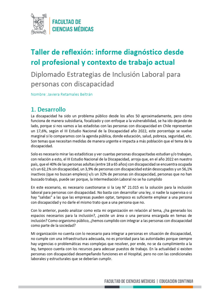 Informe Rol Profesional y Contexto Actual | PDF | Invalidez | Empleo