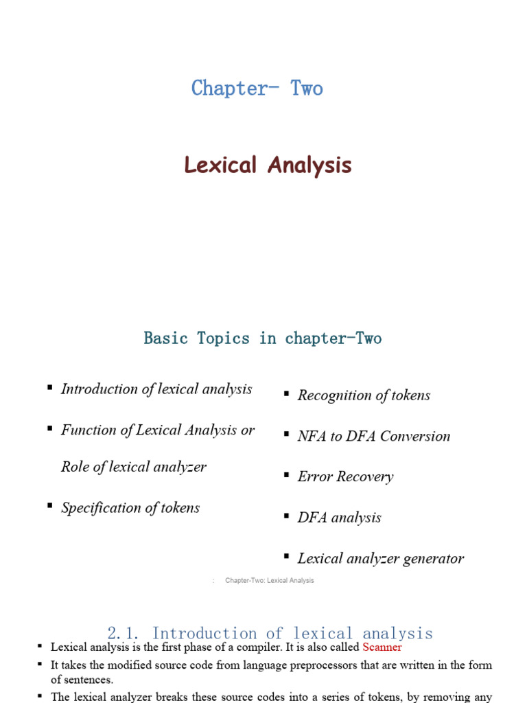 Chapter 2 - Lexical Analysis | PDF Chapter 2 - Lexical Analysis | PDF