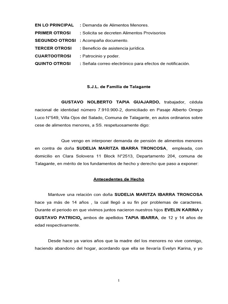 Dda (1) - Cese Alimentos Gustavo Tapia | PDF | Justicia | Crimen y violencia