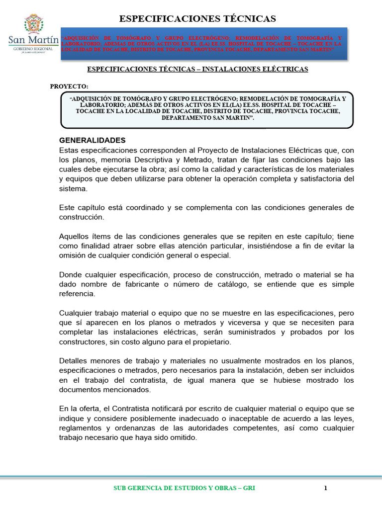 Especificaciones Tecnicas | PDF | Conductor electrico | Cobre