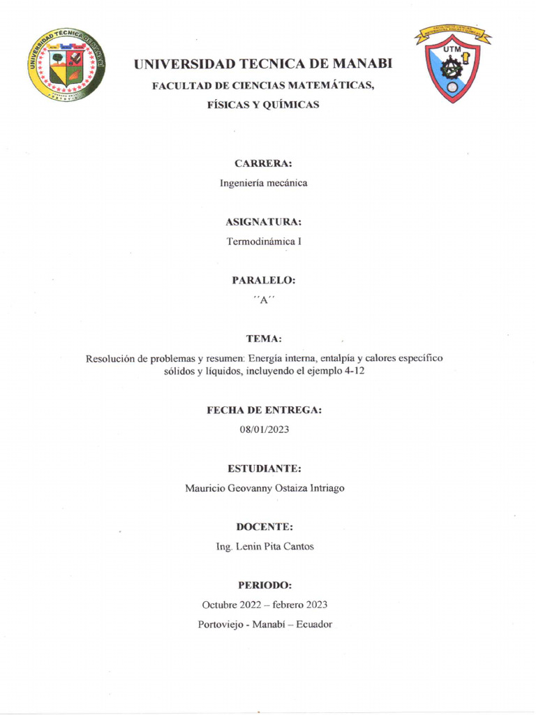 Tarea #2 FC Termodinámica A | PDF