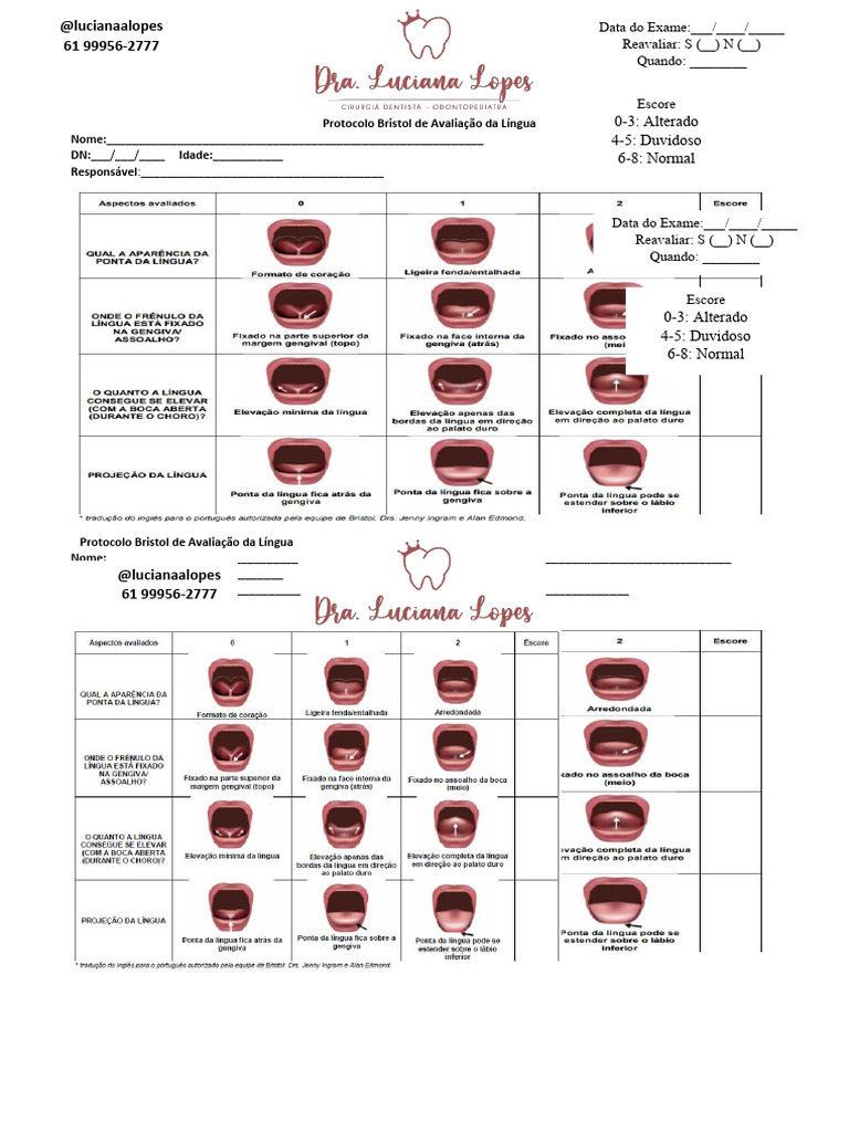 Protocolo Bristol de Avaliação Da Língua | PDF