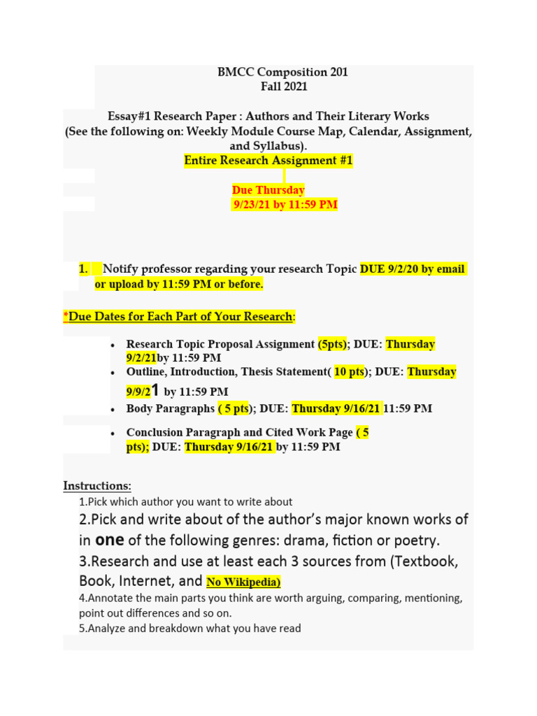 Essay#1Research Paper - Authors and Their Literary Works | PDF | Essays ...