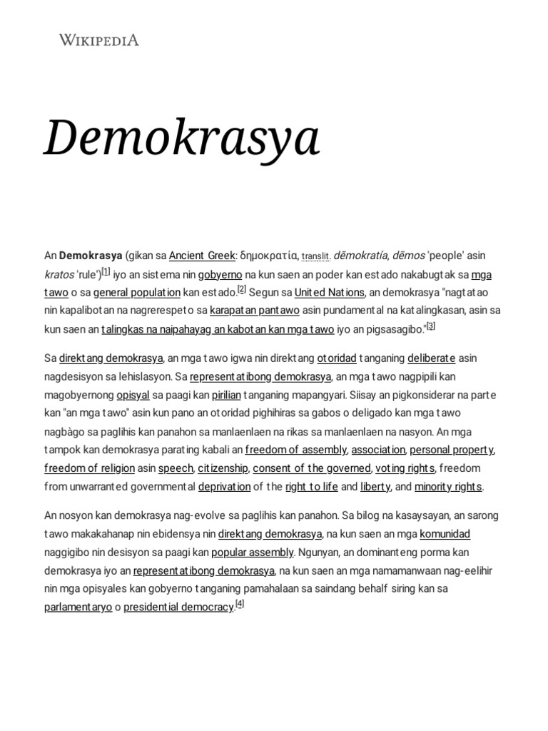 Demokrasya - Wikipedia | PDF