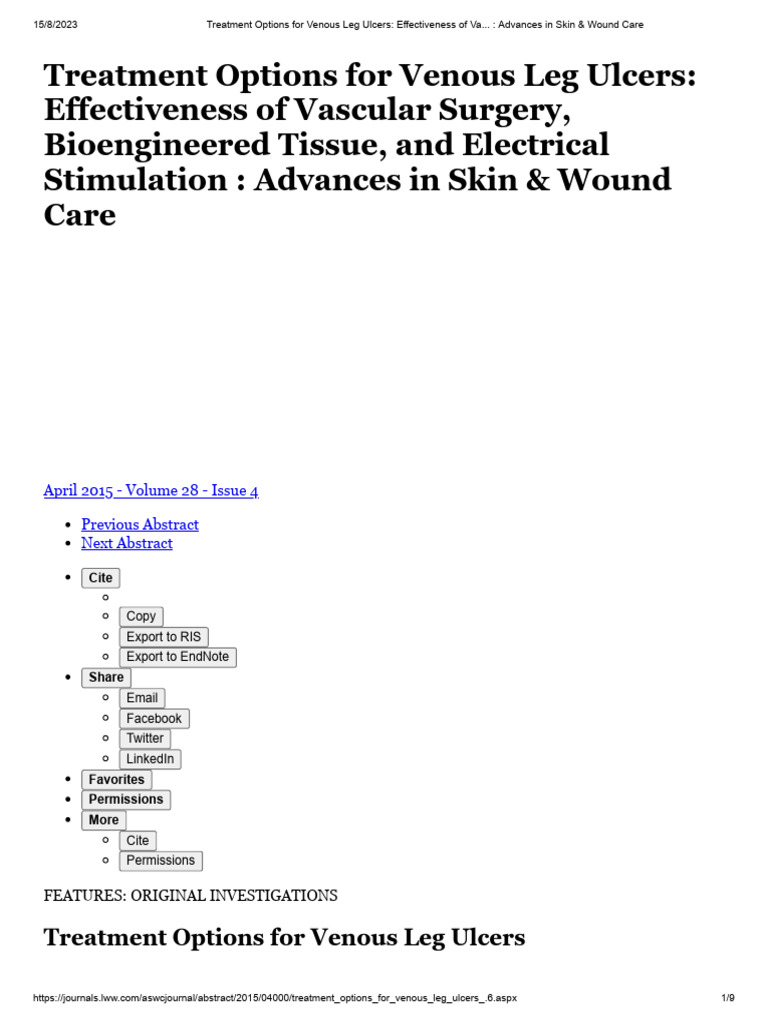 Treatment Options For Venous Leg Ulcers - Effectiveness of Va ...