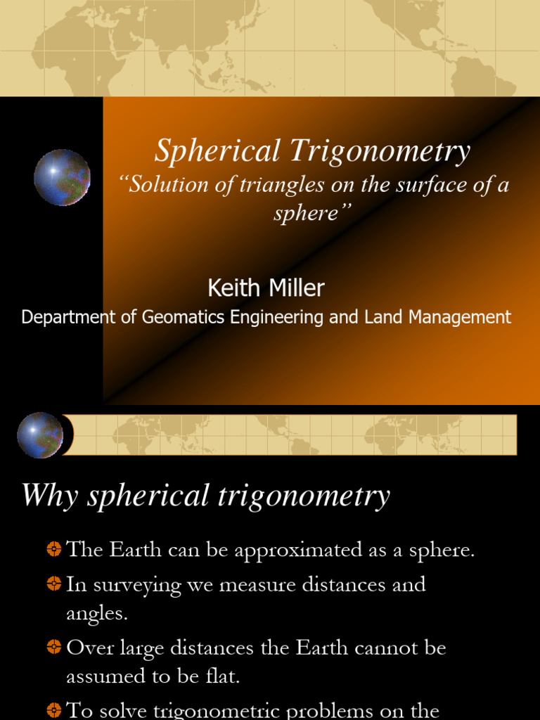 Spherical Trigonometry | PDF | Sphere | Latitude