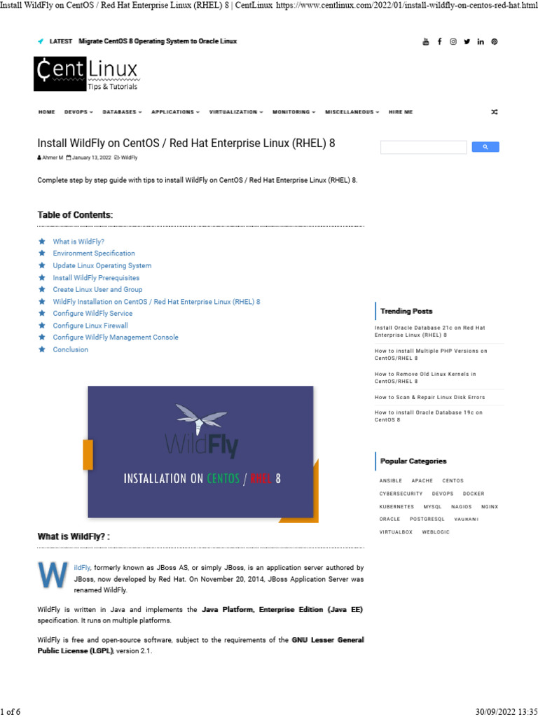 Install WildFly on RHEL 8 Guide | PDF | Red Hat | Computer Architecture
