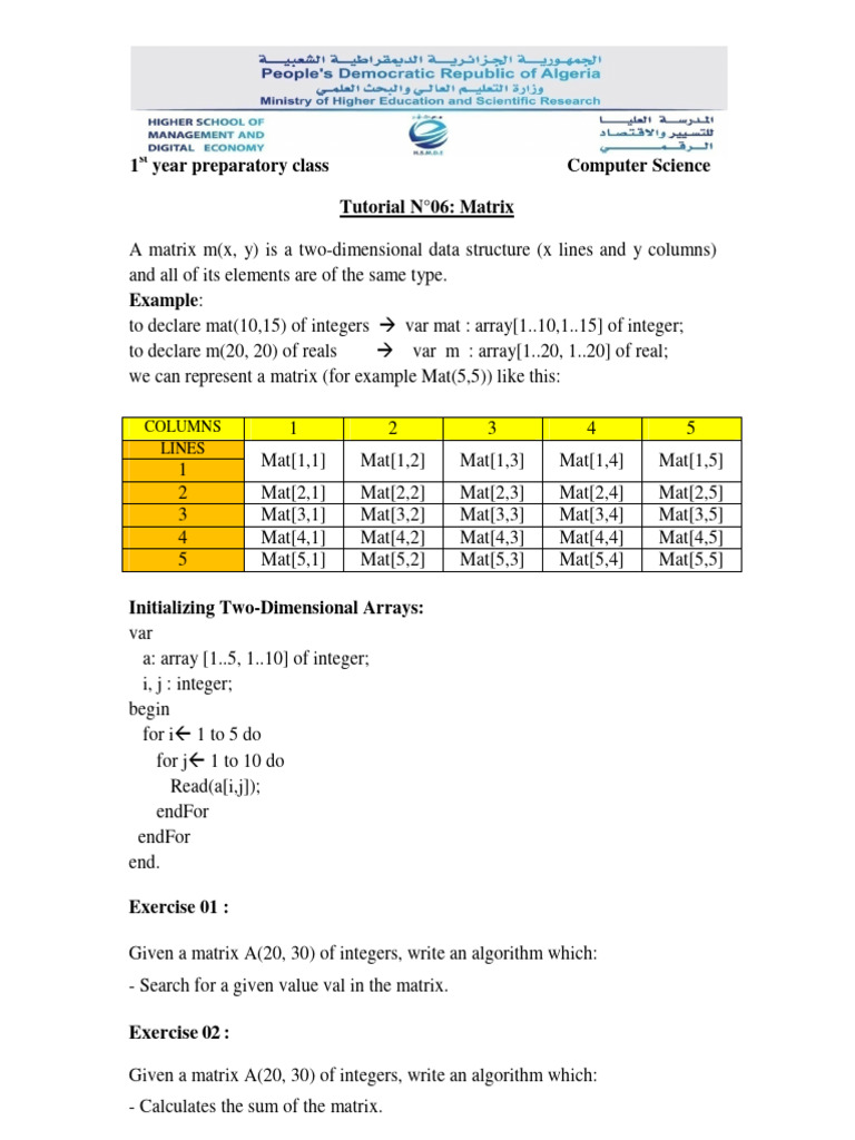 T06 Matrix | PDF | Matrix (Mathematics) | Linear Algebra