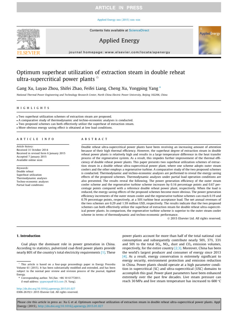 Optimum Superheat Utilization of Extraction Steam in Double Reheat ...