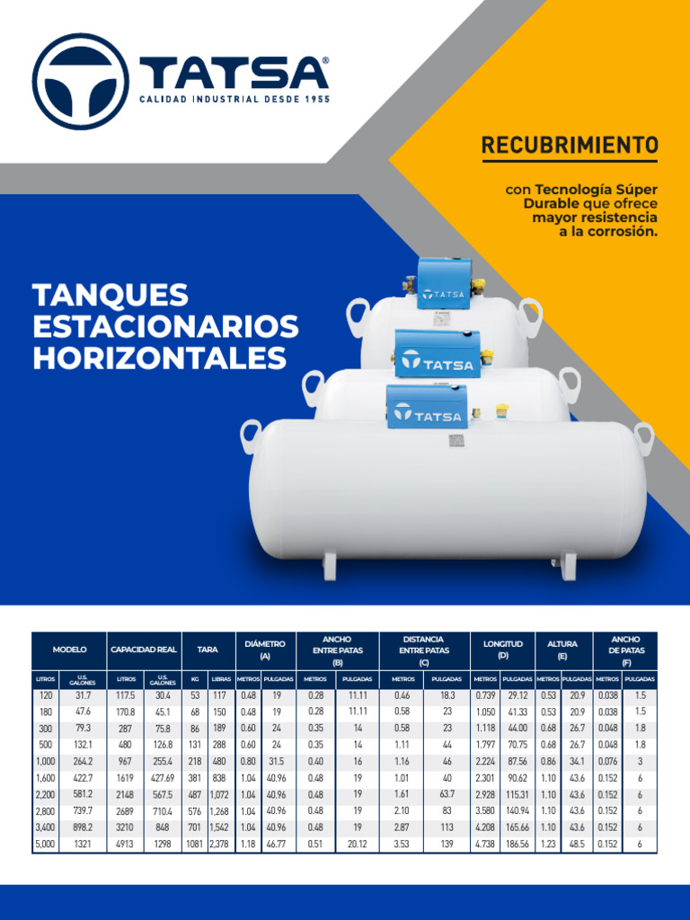 Ficha Tecnica Tanques Estacionarios TATSA | PDF | Gases | Ingeniería ...