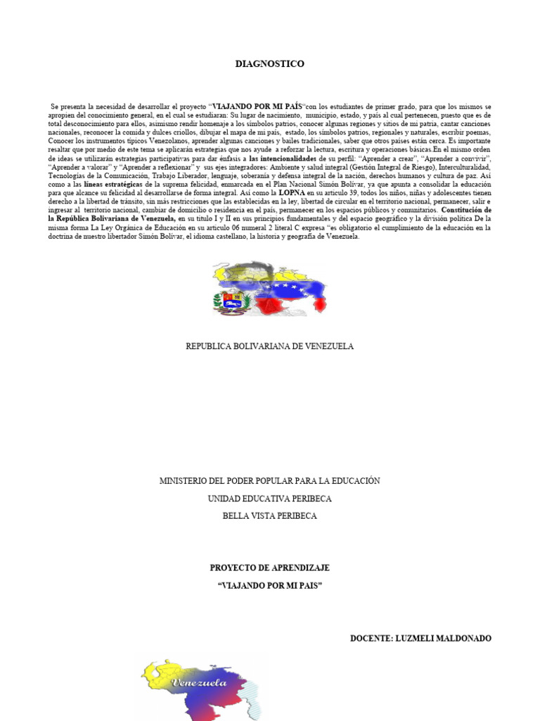 Proyecto Viajando Por Mi Pais | PDF | Aprendizaje | Venezuela
