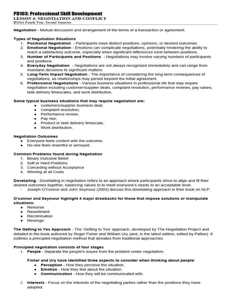 PD103 Lesson 4 | PDF | Negotiation | Cognition