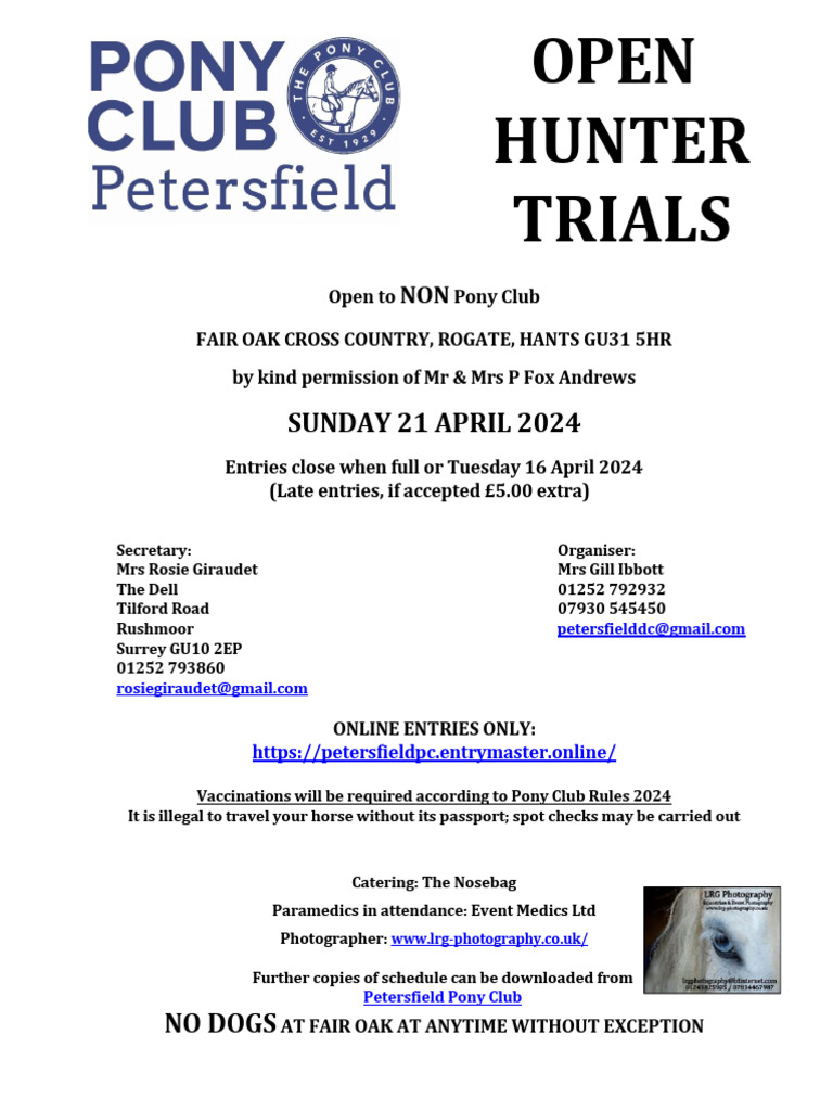 Open Hunter Trials Schedule Sun 21 Apr 2024 | PDF