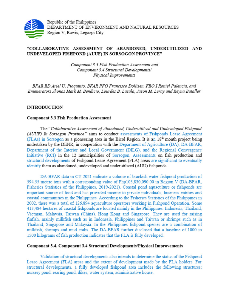 Narrative Report Fish Production And% | PDF