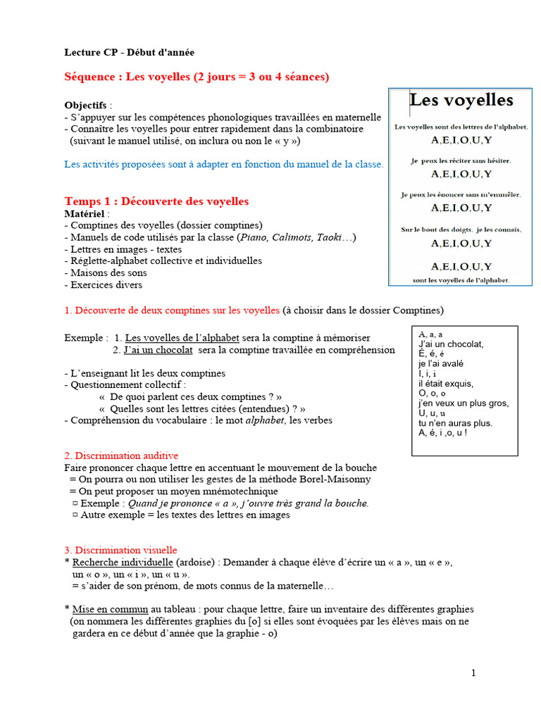 Lecture CP Séq Voyelles | PDF | Chocolat | Linguistique