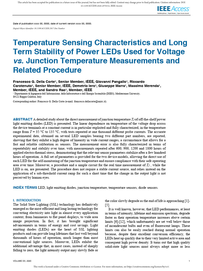 Temperature Sensing Characteristics and Long Term | PDF | Light ...