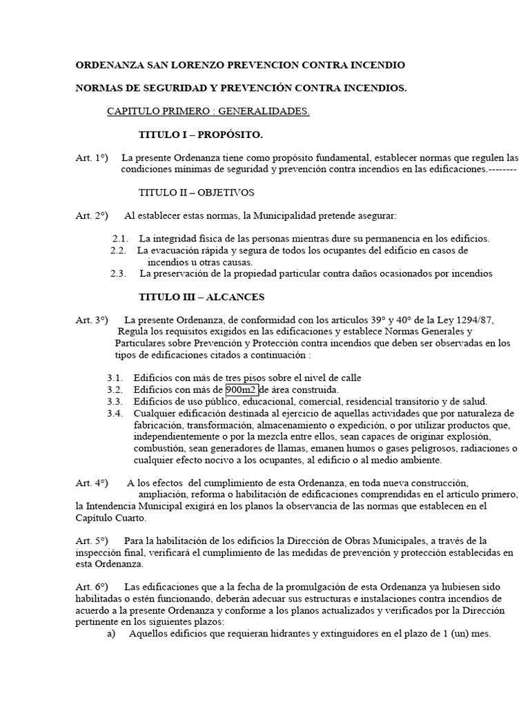 Ordenanza Municipal P.C.I. San Lorenzo | PDF | edificio | Escalera