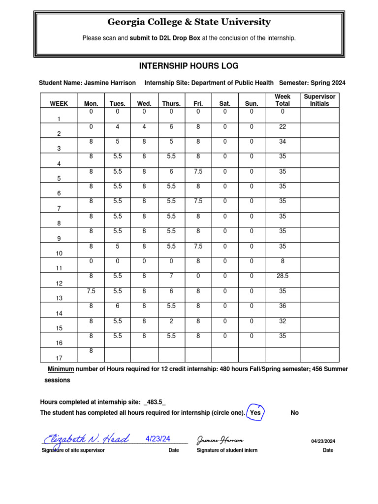 Internshiphours 2024 Harrisoneh | PDF