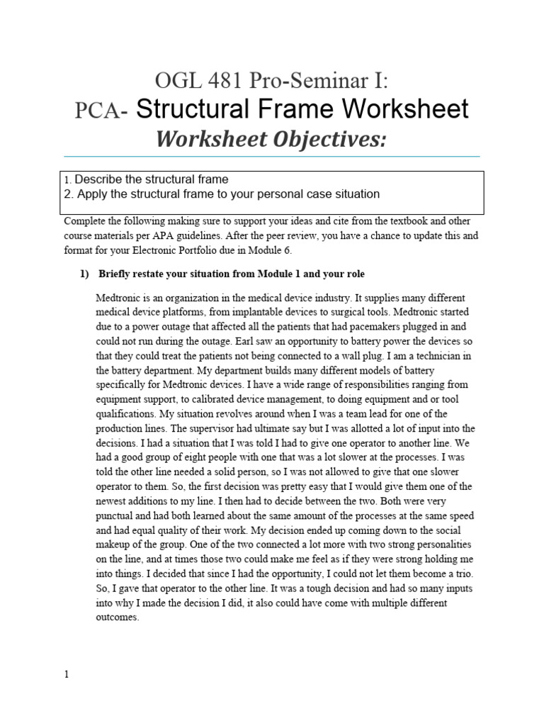 2 Structural Frame Worksheet | PDF | Thought | Cognition
