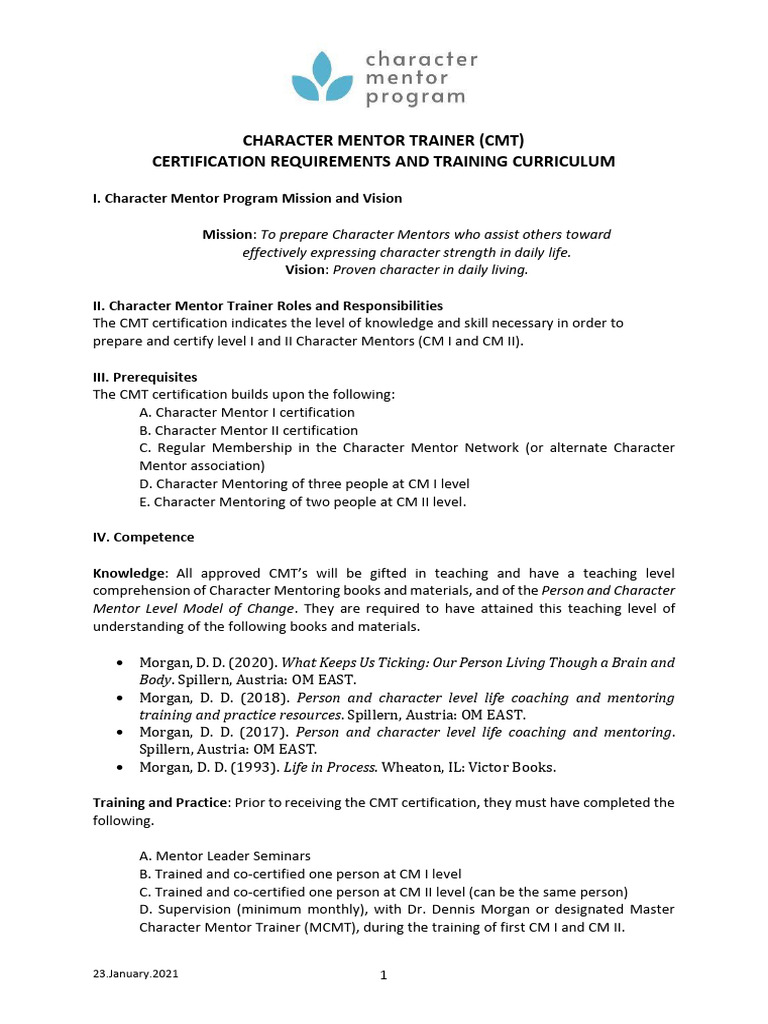 CMT Requirements and Training Curriculum - Short Form | PDF ...