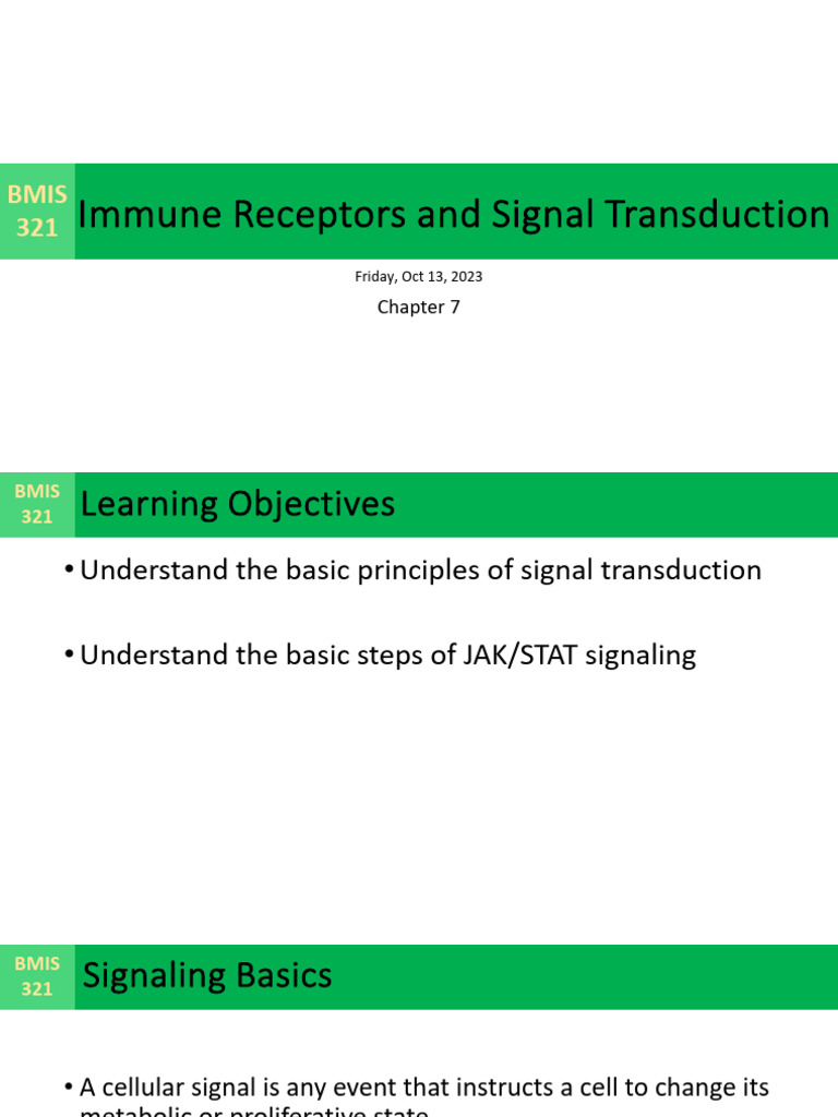 Lecture 13 Immune Receptors and Signal Transduction (Ch7) | PDF | Cell Signaling | Signal ...