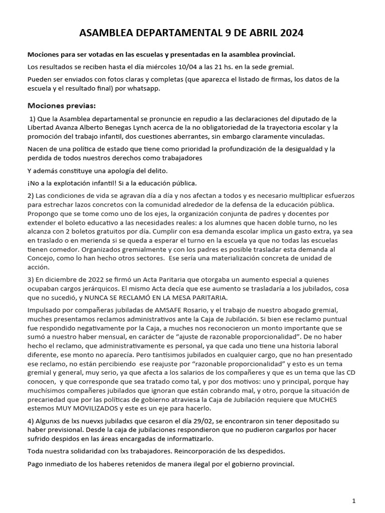 454 Detalle Mociones para Votar en Las Escuelas 09-Abril 2024 | PDF ...