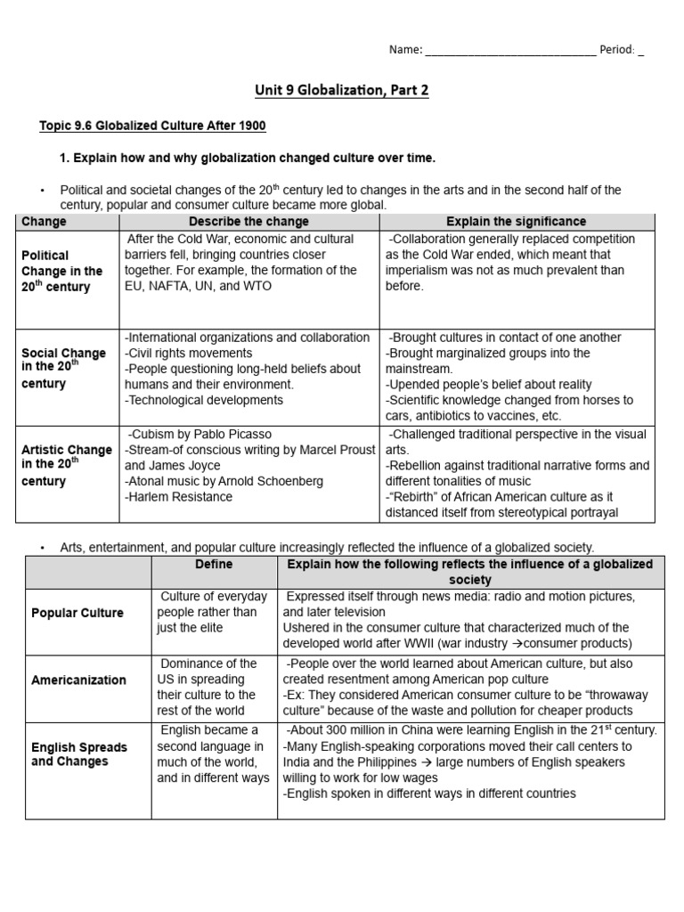 Unit 9 Review Packet - Part 2 | PDF | United Nations | International ...