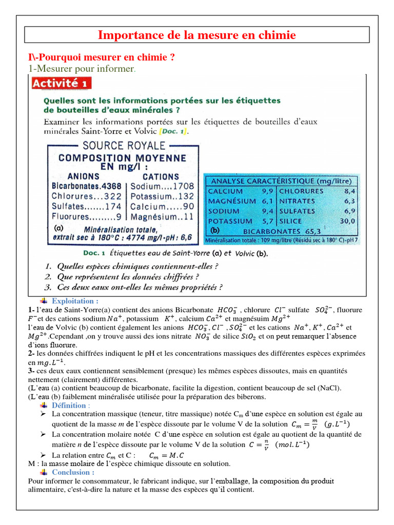 Importance - de - La - Mesure - en - Chimie - Cours - .PDF Filename ...
